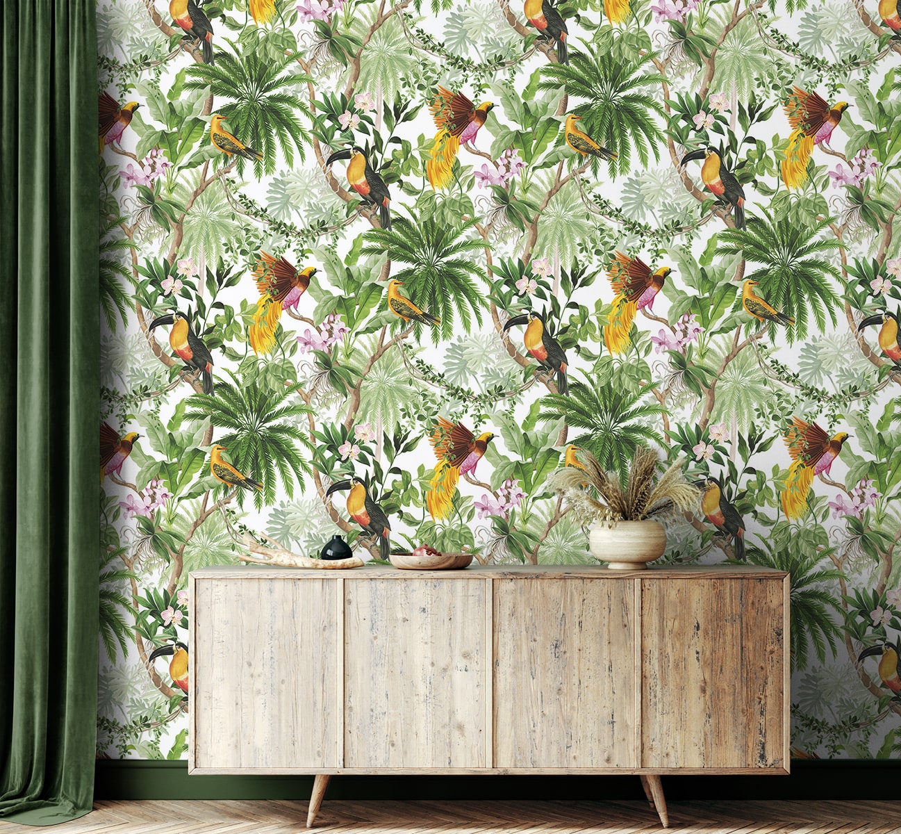 Tropical Bird Peel and Stick Removable Wallpaper – Say Decor LLC