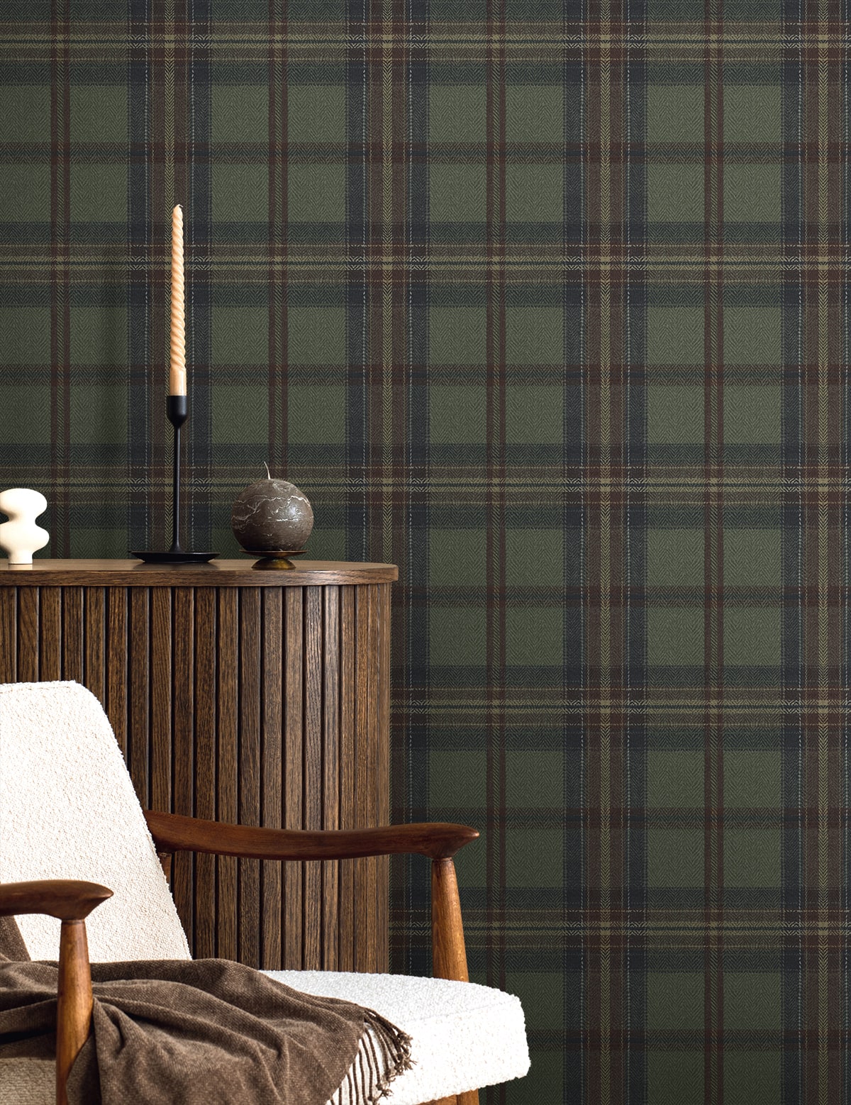 Herringbone Plaid Premium Matte Non-Woven Peel and Stick Wallpaper ...